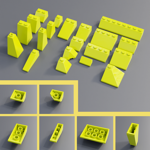 Lego 20 Slope Pieces | Toys models | BlenderKit
