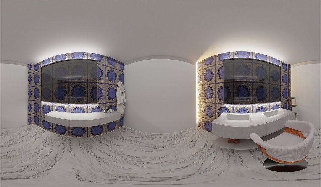Luxury Blue Tile Bathroom | Interiors HDRis | BlenderKit