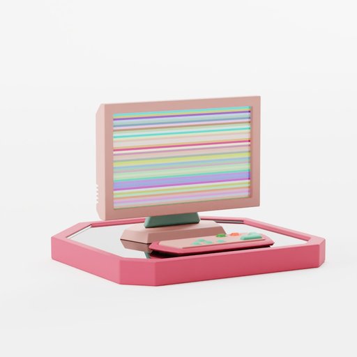 Low Poly Computer Set | Desktops models | BlenderKit