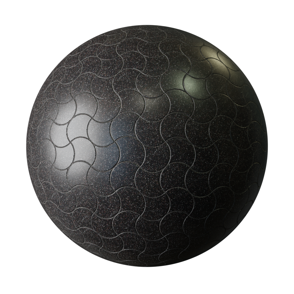 Fan shaped black pavement | FREE tiles materials | BlenderKit
