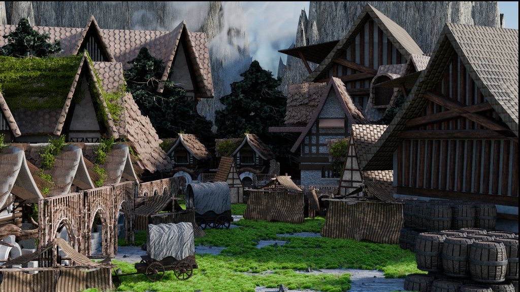 Medieval Village | FREE Nature scenes | BlenderKit
