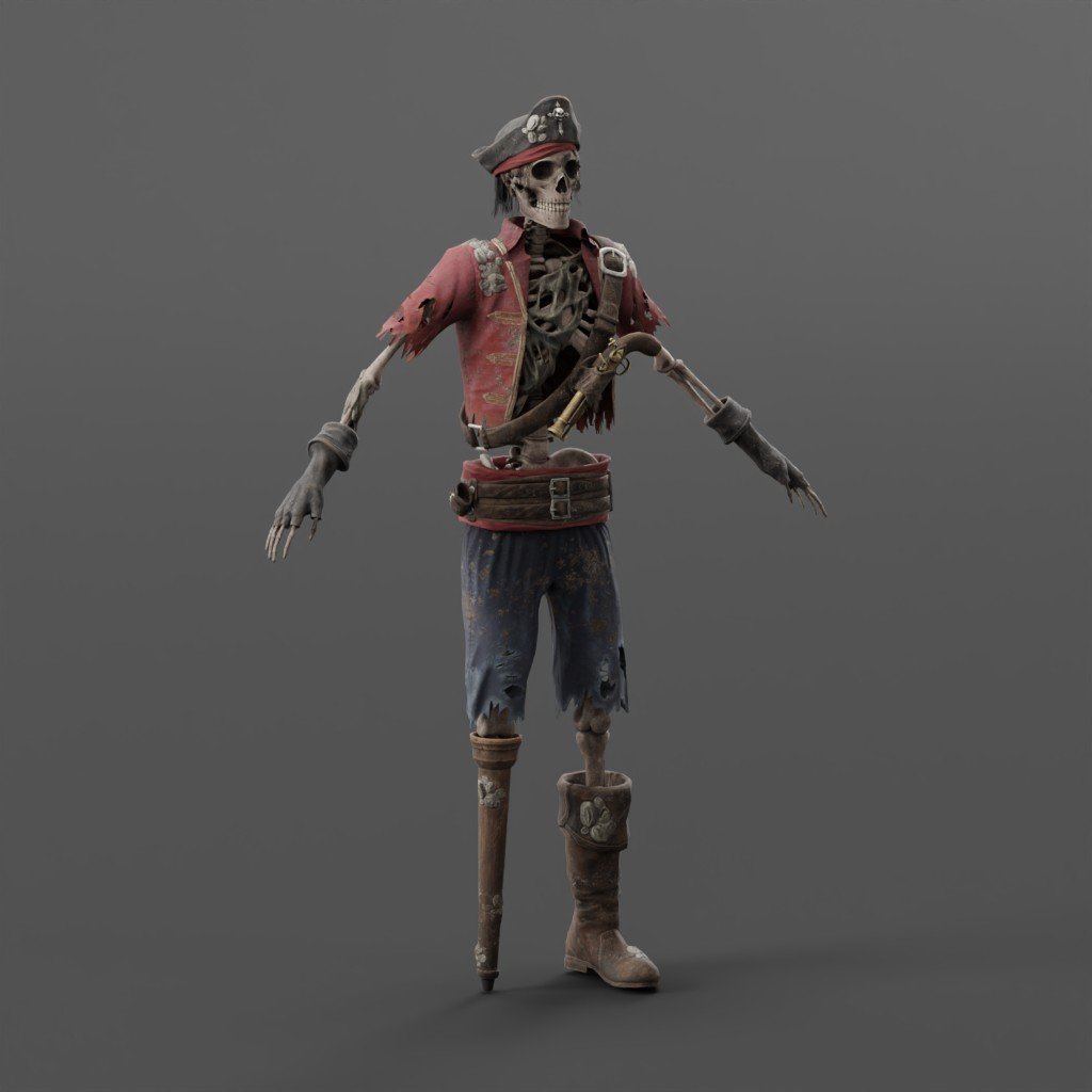 Dread Captain Skeleton Unrigged | Monsters & Creatures models | BlenderKit