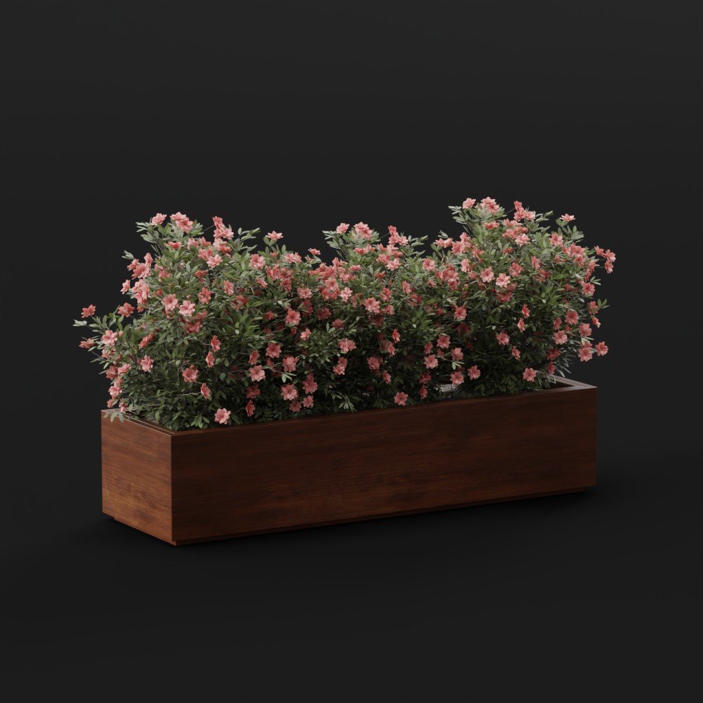Pink Flower Bush Planter | Outdoor Plants models | BlenderKit