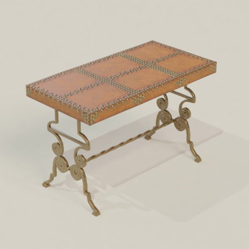Antique Brass+Leather Ornamental Table | Tables models | BlenderKit