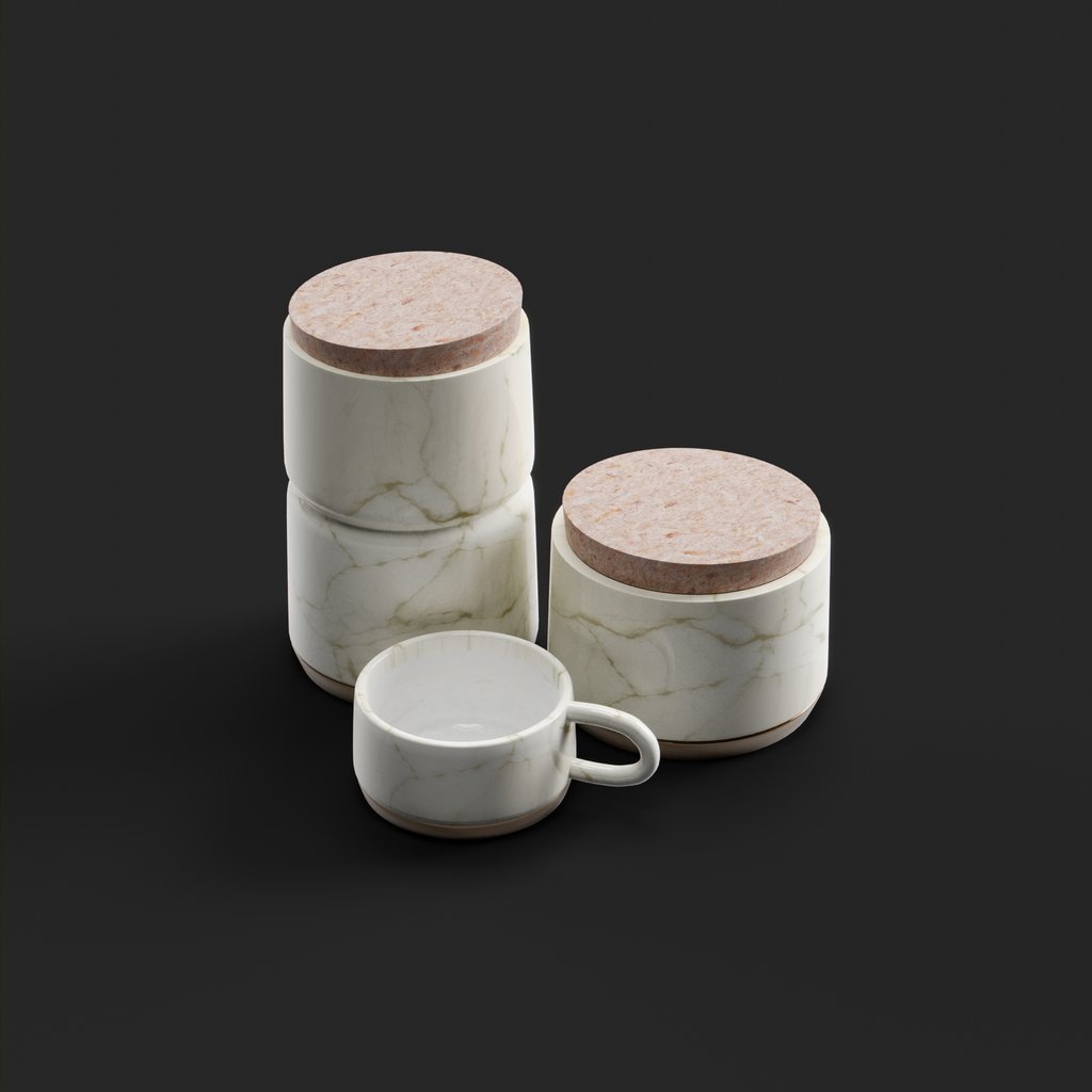 Ingredients Jars with Cup | FREE Tableware Sets models | BlenderKit