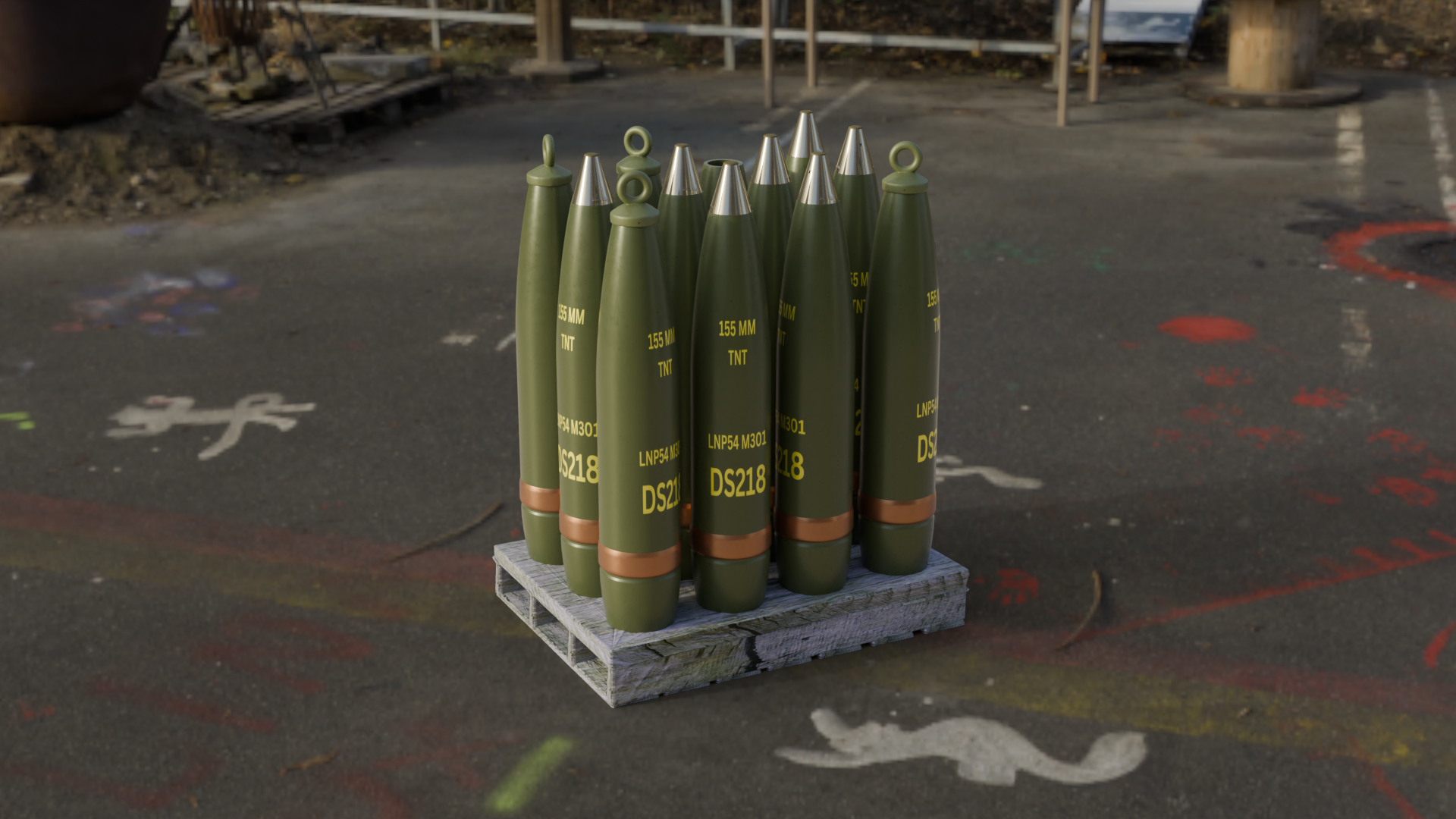 155 mm shell crate with fuse | Weapons & Armors models | BlenderKit