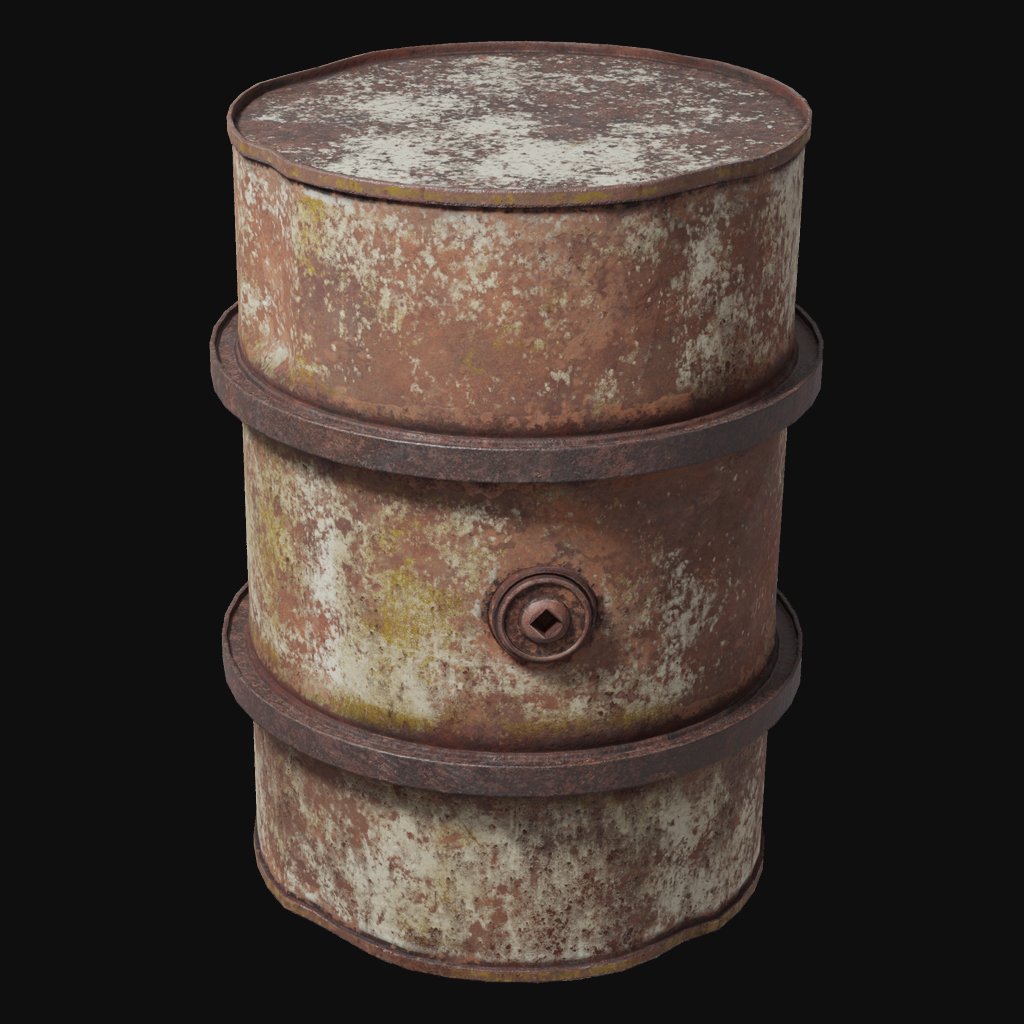 Rusty barrel white | Containers models | BlenderKit