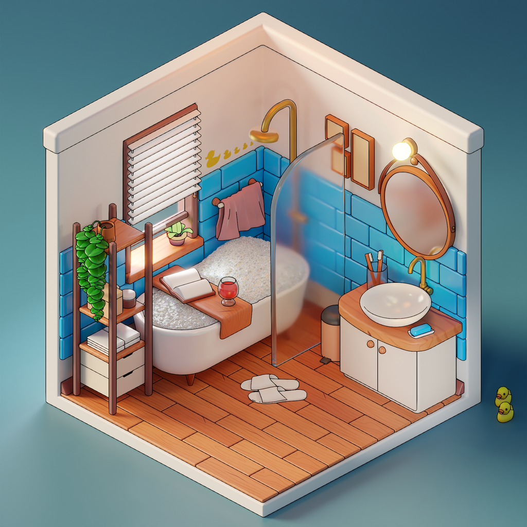 Isometric Bathroom Cartoon | Isometric scenes | BlenderKit