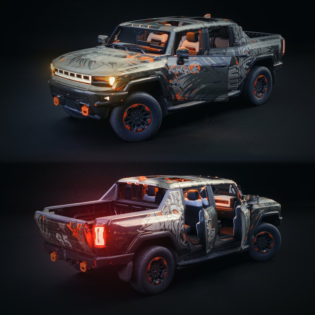 Hummer EV 2022 – Rigged 4K PBR Livery4 | Modern Cars models | BlenderKit