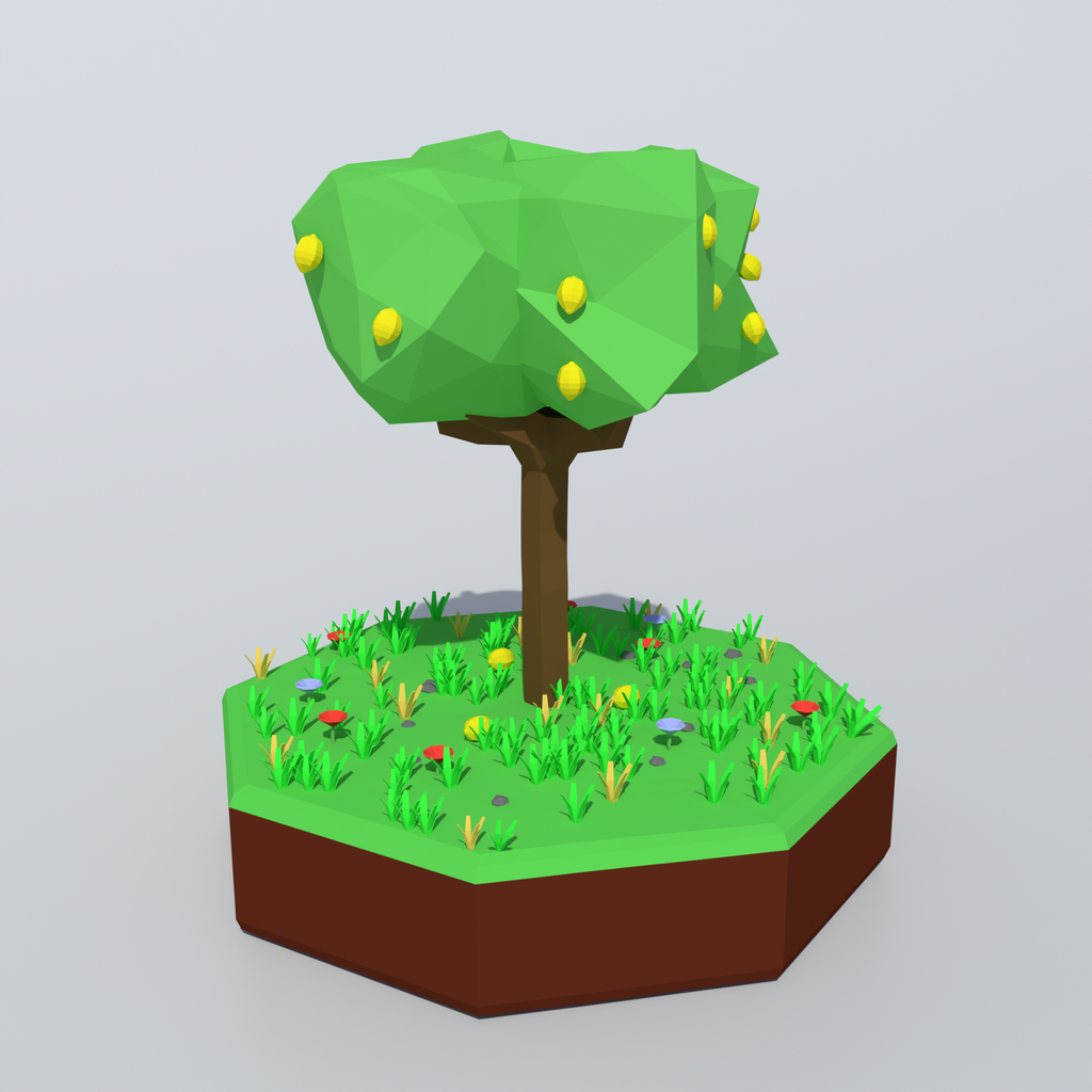 Low Poly Lemon Tree | Trees models | BlenderKit