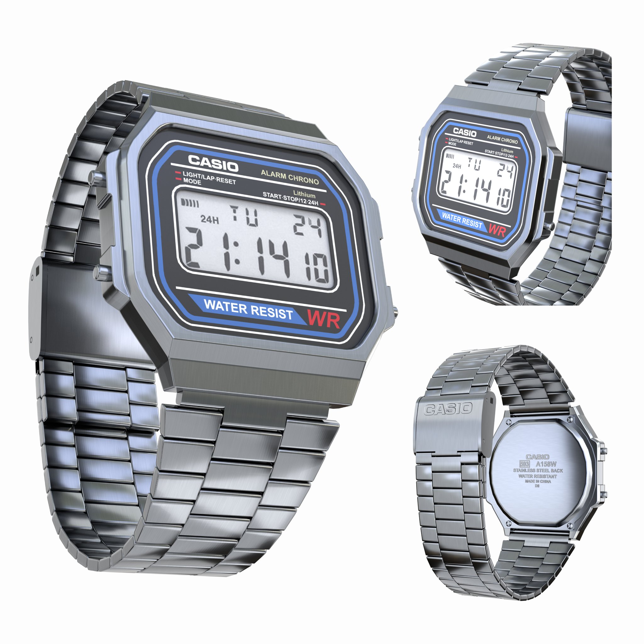 Casio Watch Classic Silver | 3D Accessories models | BlenderKit