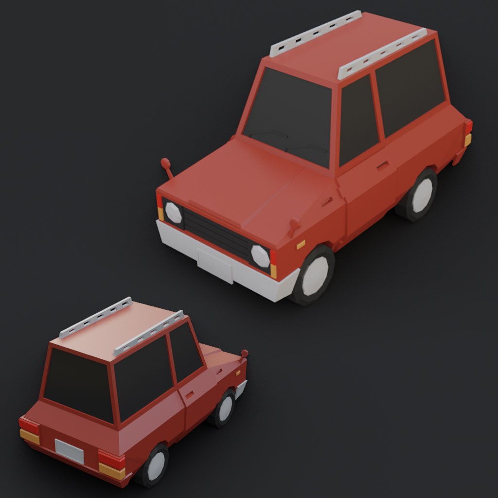 Lowpoly Red car | Modern Cars models | BlenderKit