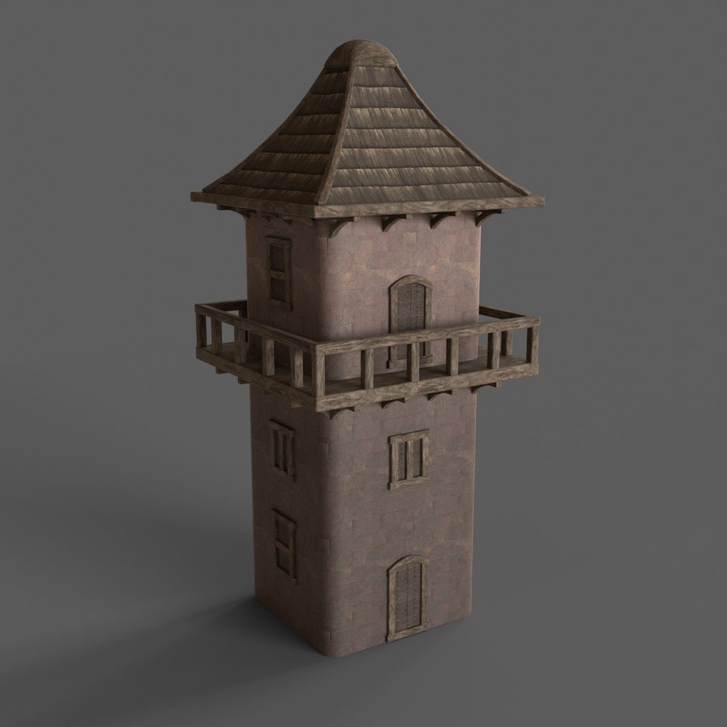 Small medieval stone watchtower | Historic Buildings models | BlenderKit