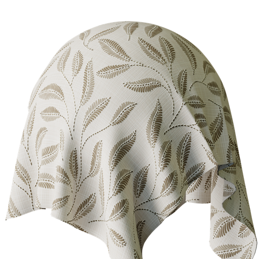 Linen Fabric - Embroidered Brown Leaves | FREE Embroidery Fabric 3D ...