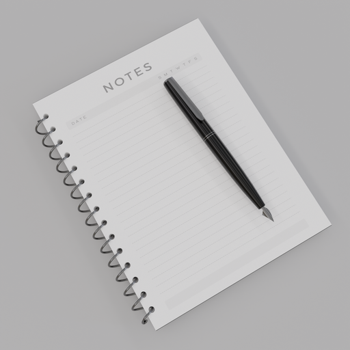 Small notebook with fountain pen | FREE Miscellaneous models | BlenderKit