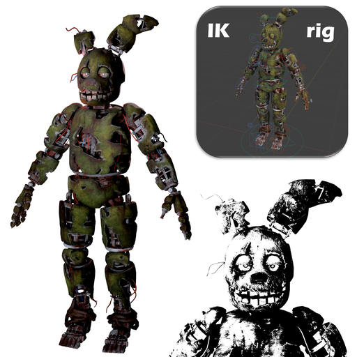 BlenderKit | Download the Springtrap - William Afton - IK rigged model