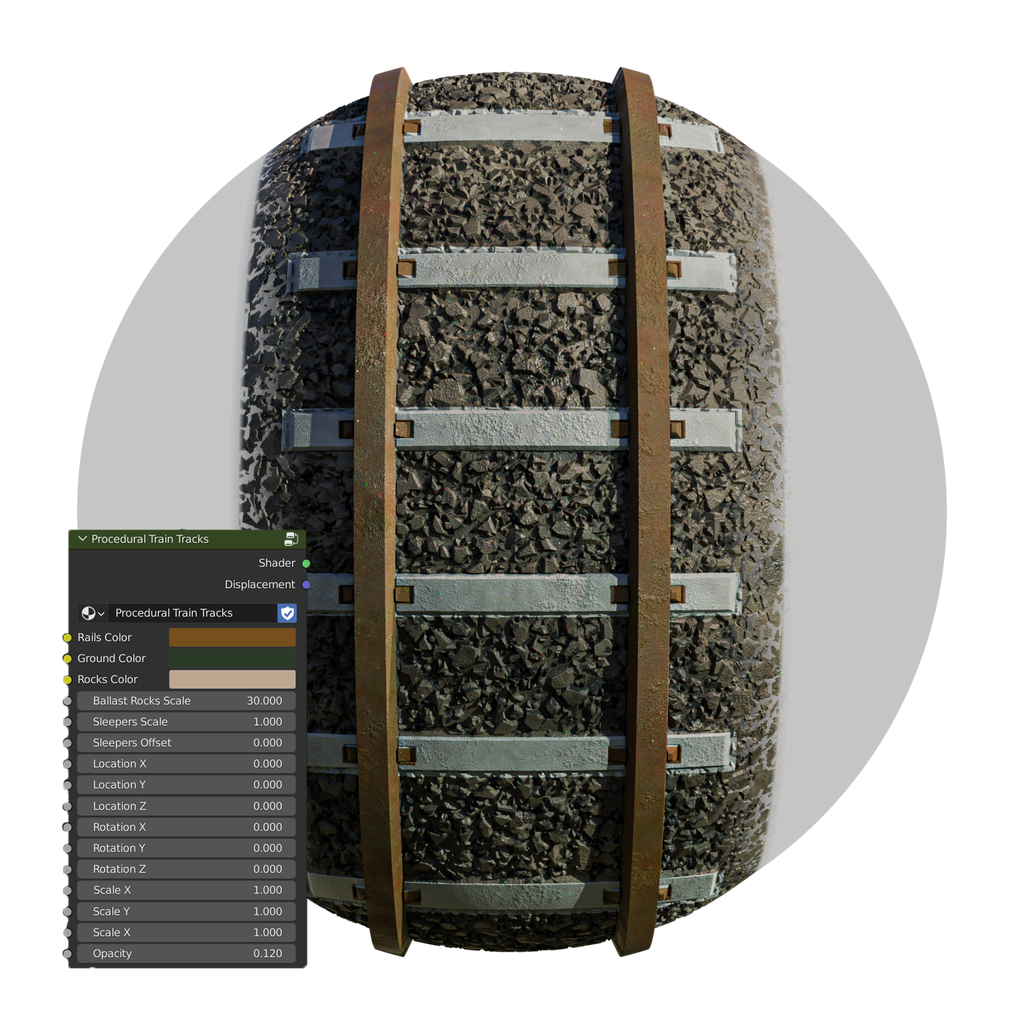 Procedural Train Tracks | FREE tech materials | BlenderKit