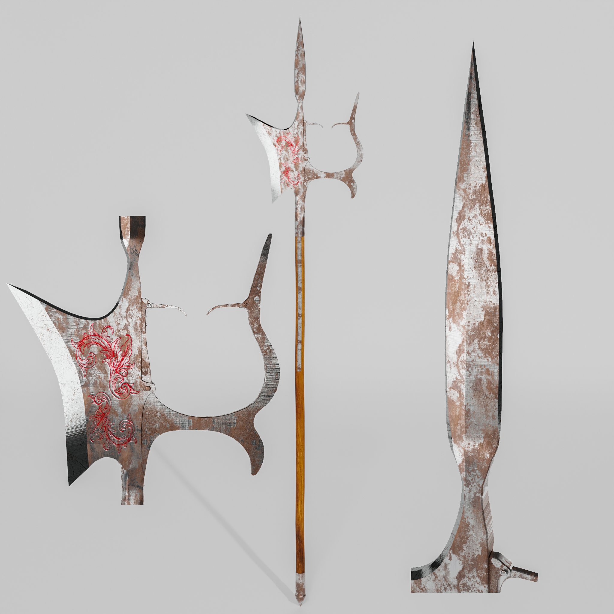 Man-catcher halberd | FREE Historical Weapons models | BlenderKit