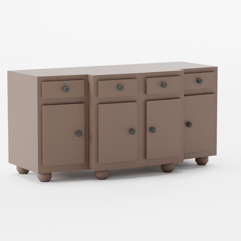 Dresser - LowPoly | Sideboard & Drawers models | BlenderKit