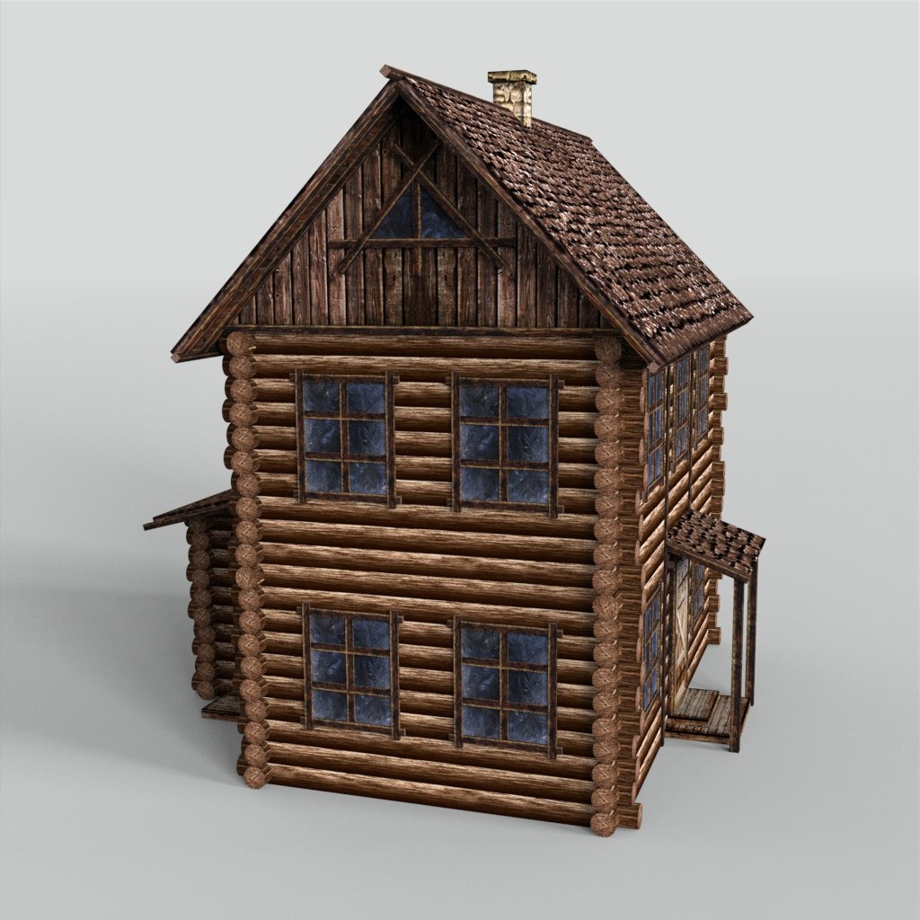 Two-story old Russian hut | Historic Buildings models | BlenderKit