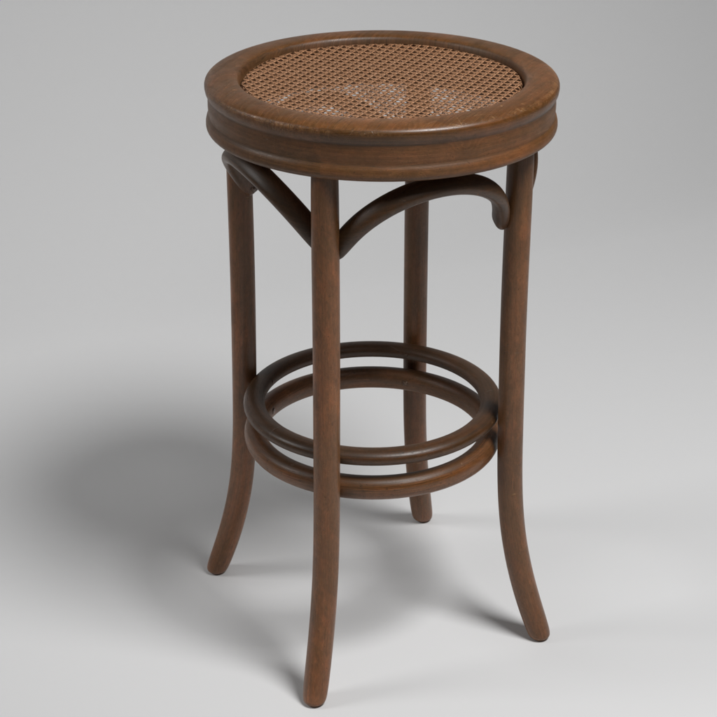 Wooden Stool Wicker Weave | Bar chairs models | BlenderKit