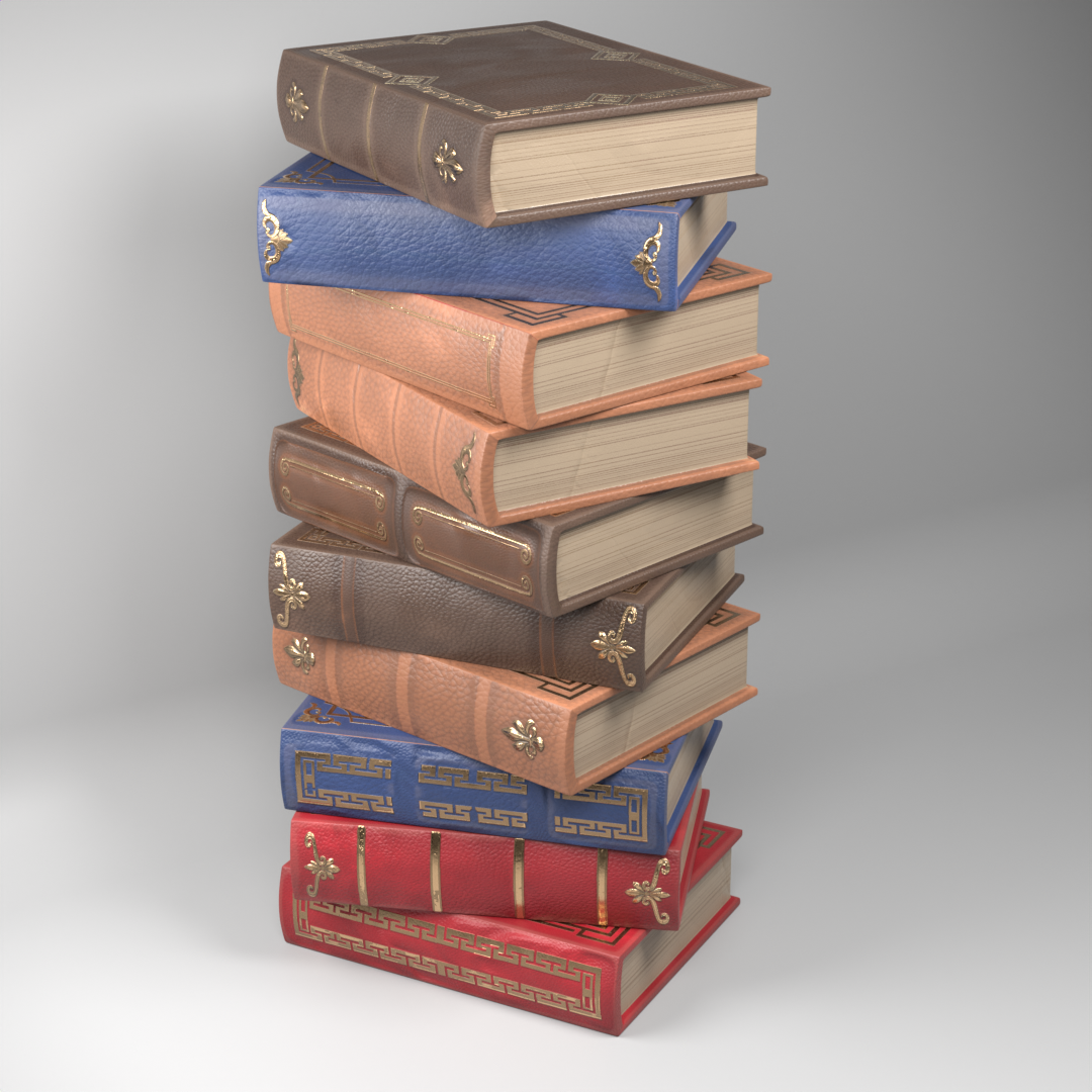 Ornamental Baroque Leather Books | Books models | BlenderKit