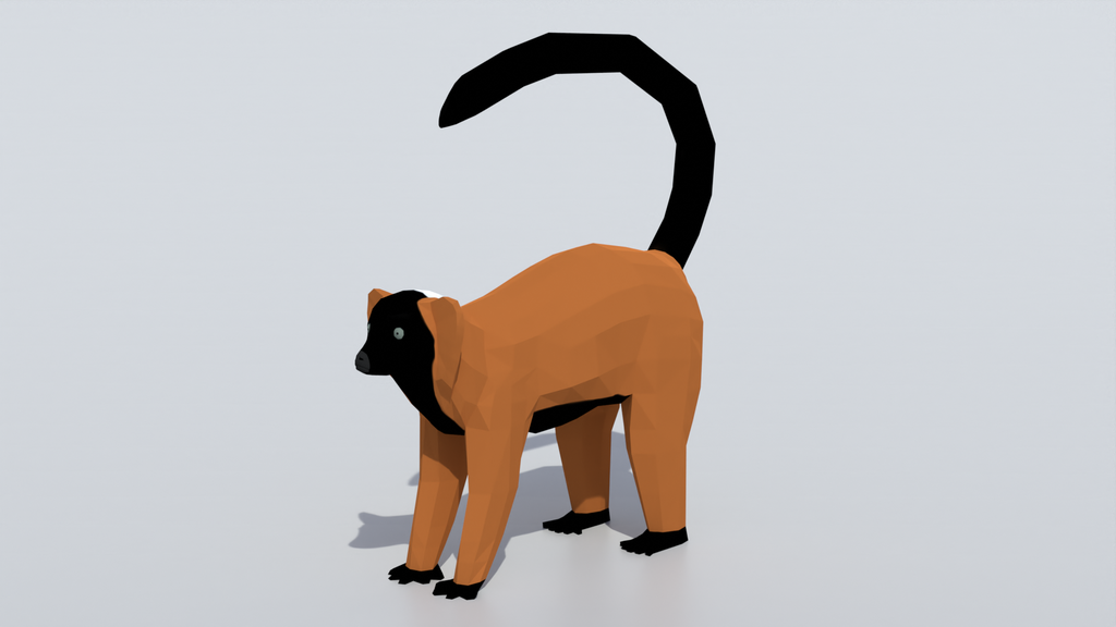 Low Poly Red Ruffed Lemur | Mammals models | BlenderKit