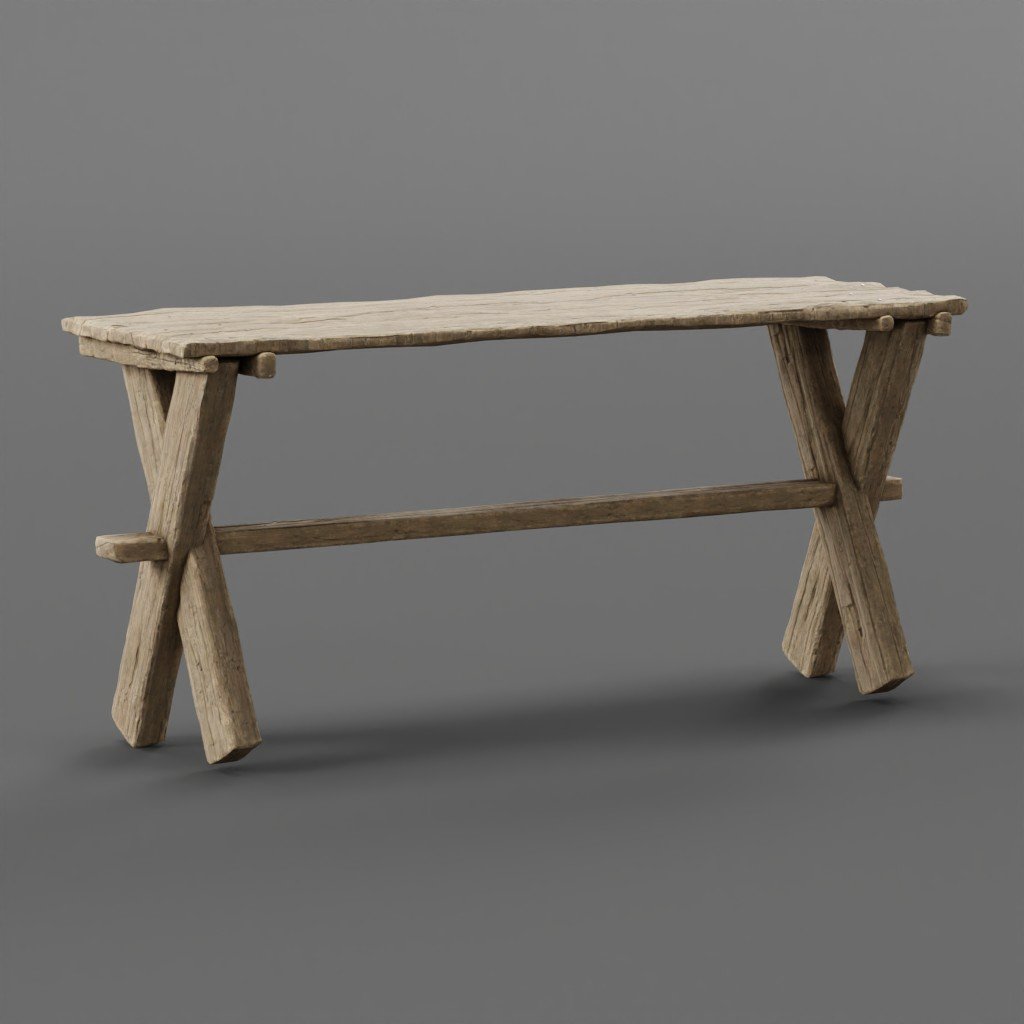 Medieval market table small | Tables models | BlenderKit