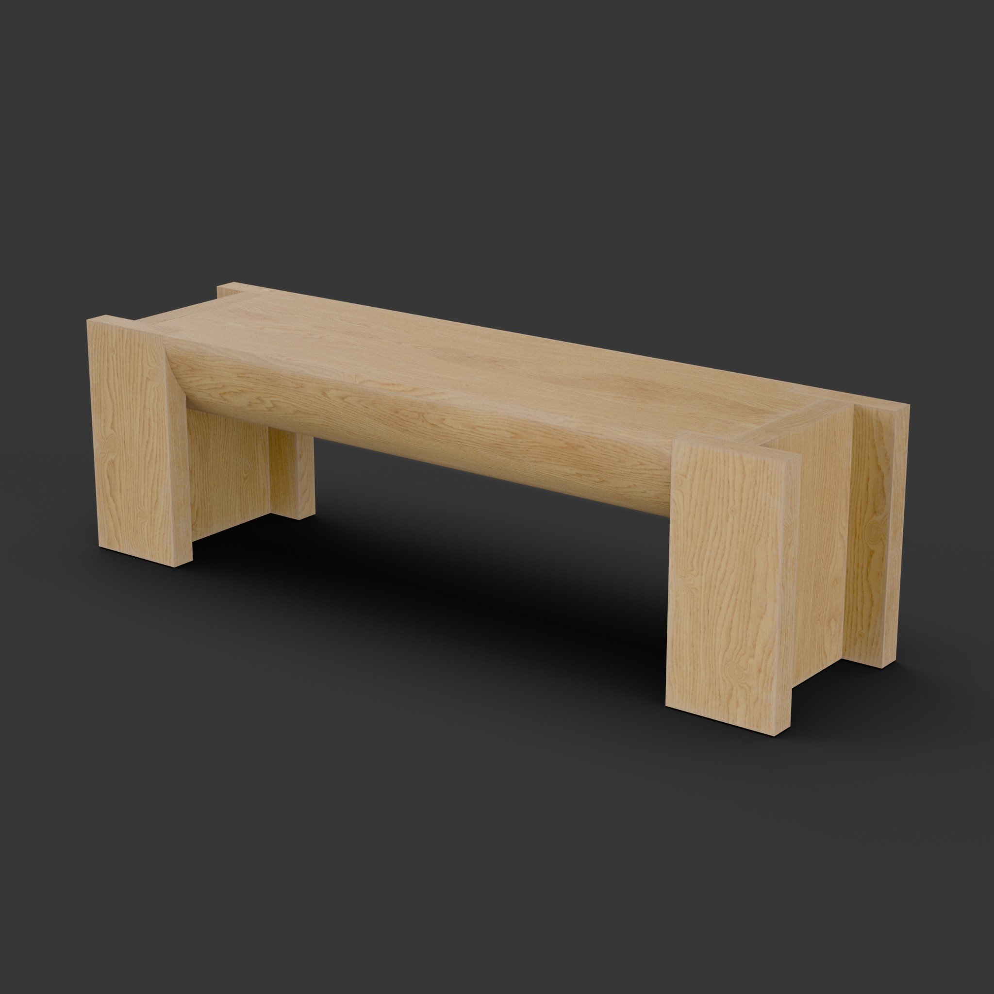 Modern Wooden Round Base Bench Long | Tables models | BlenderKit