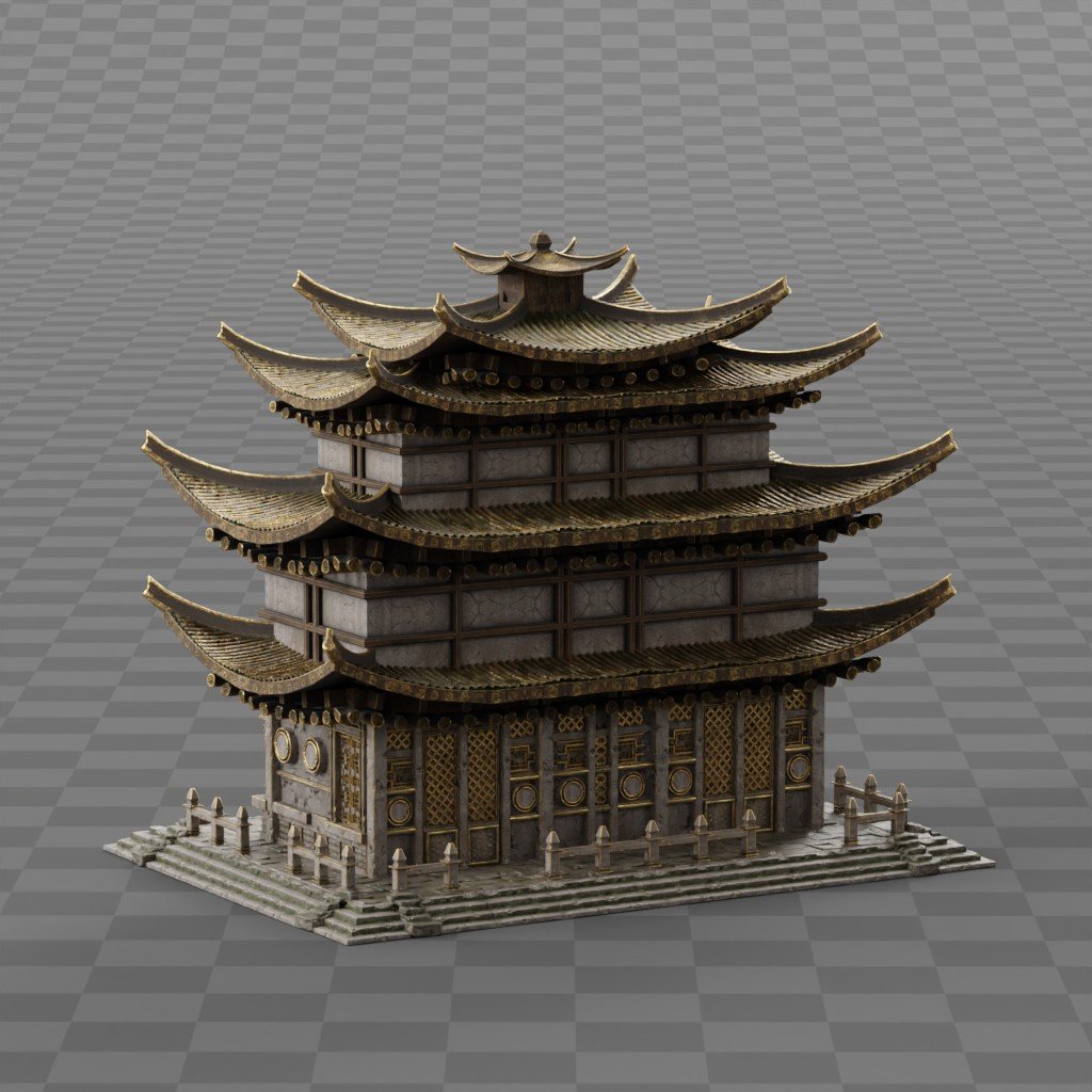 Classical Medieval Asian Building | Historic Buildings models | BlenderKit
