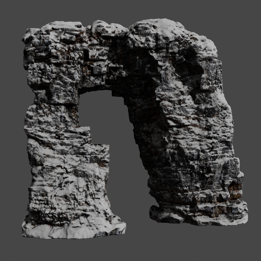 Snow Rugged Rock Formation | Environment Elements models | BlenderKit
