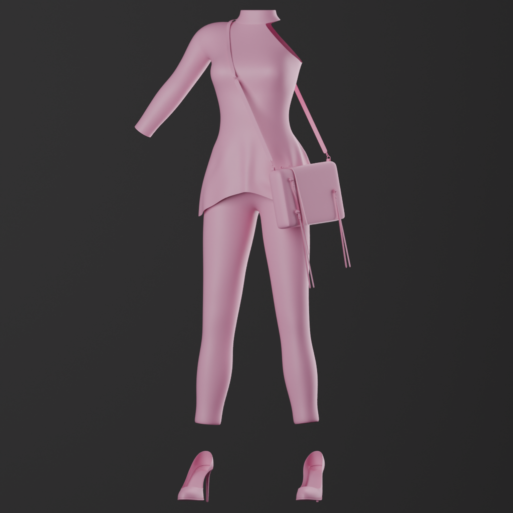 Stylish Pink Female Outfit | Women Clothing models | BlenderKit