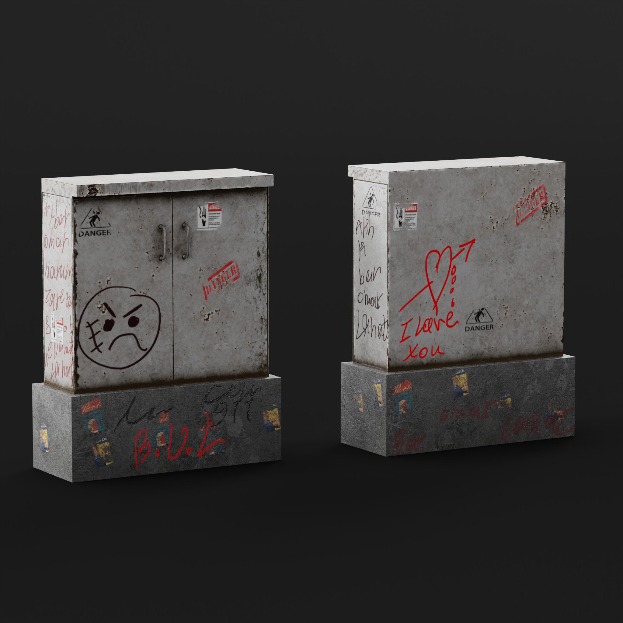 Dirty Street electrical Panel Box | Urban Environment models | BlenderKit