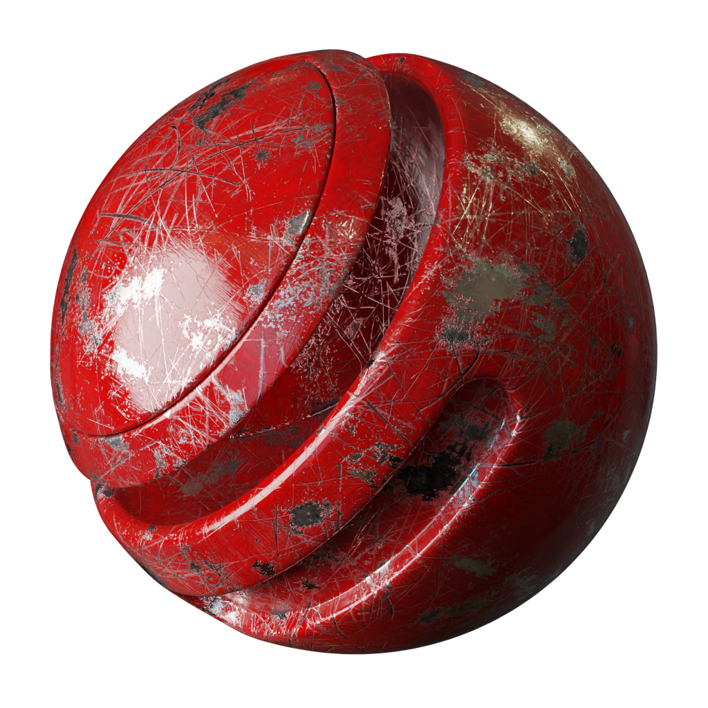Scratched Red Painted Metal | FREE metal materials | BlenderKit