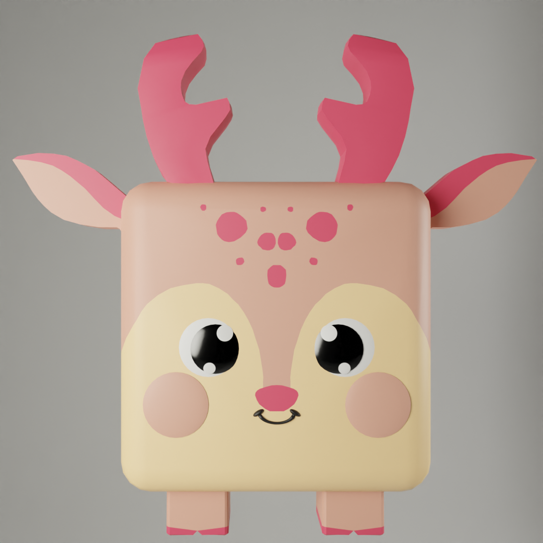 Deer Cube Pink | Mammals models | BlenderKit