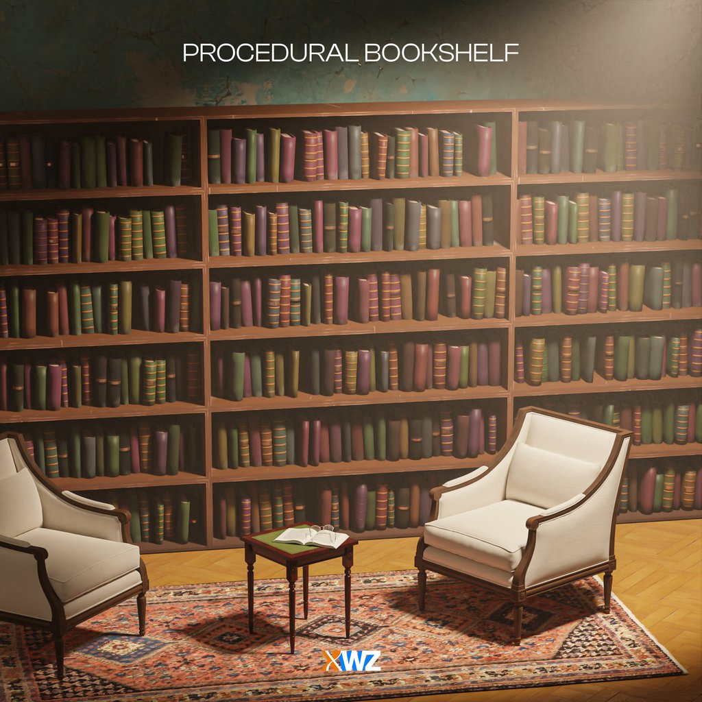 Procedural Bookshelf GN | Office Storage Spaces models | BlenderKit