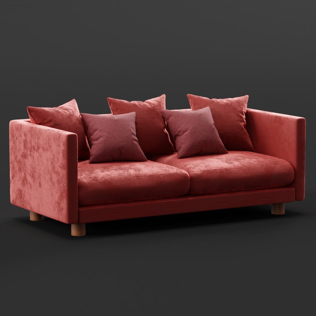 Velvet sofa red | FREE Sofas models | BlenderKit