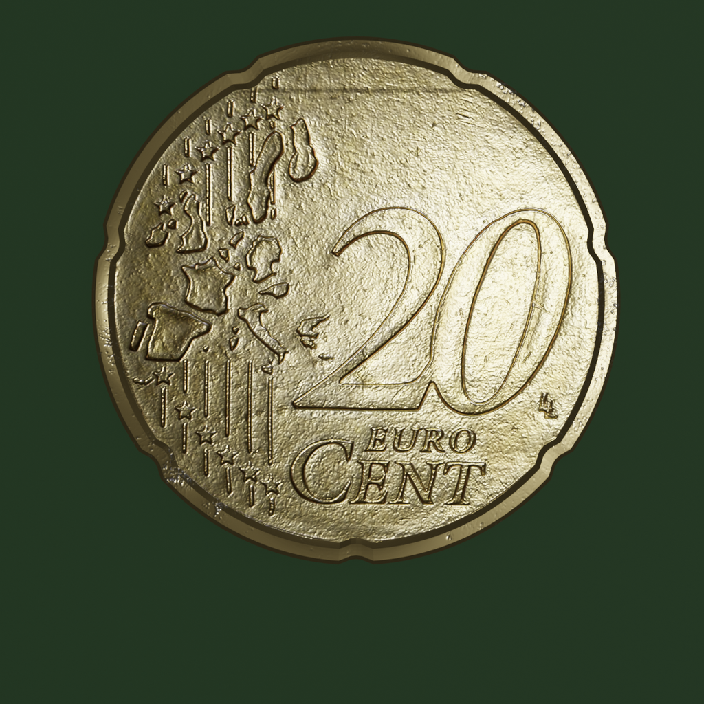Euro Coin, 20 cent | FREE Money models | BlenderKit