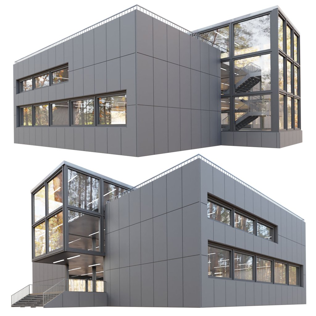 Building modern steel | Commercial Buildings models | BlenderKit
