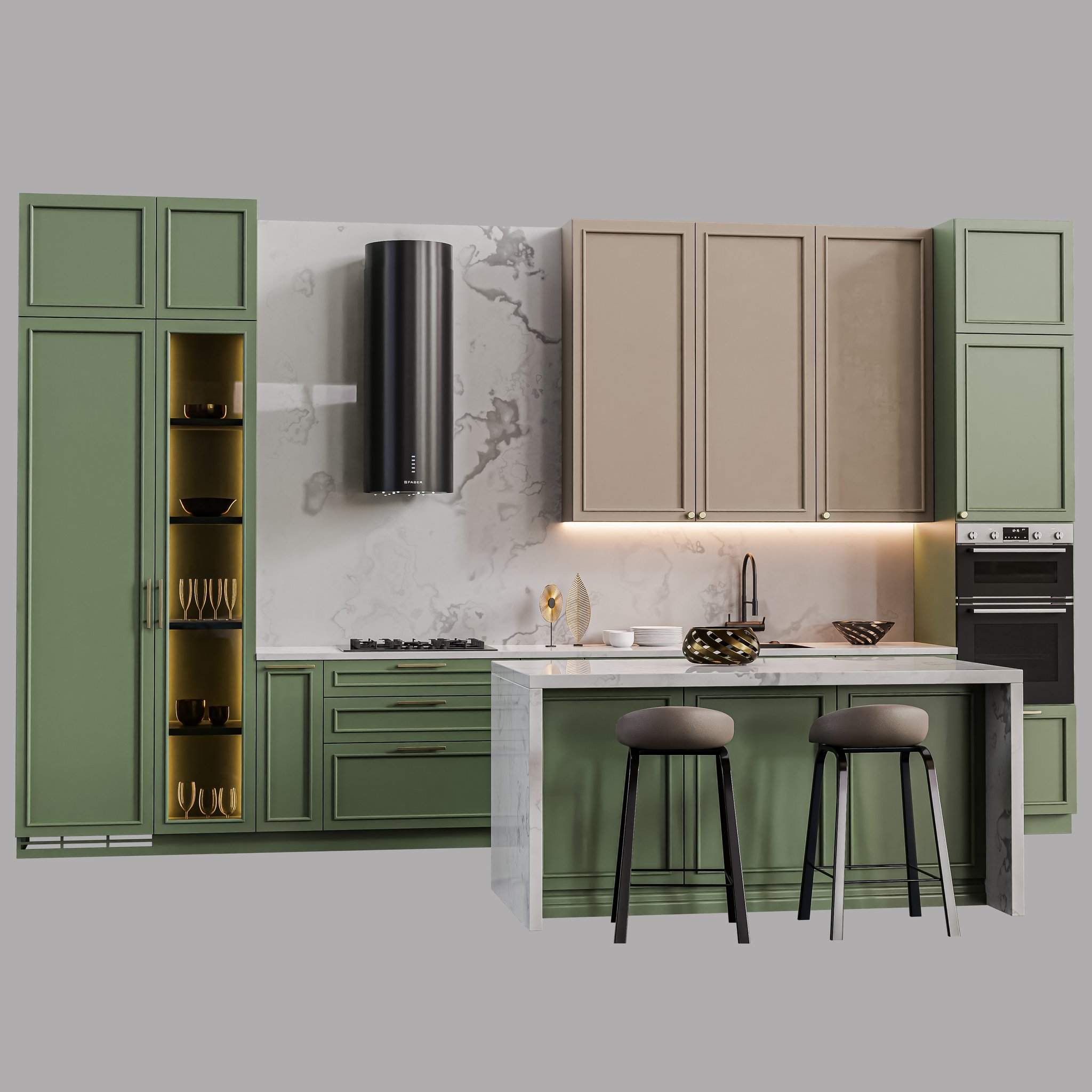 Kitchen neoclassic B | Kitchen Sets models | BlenderKit