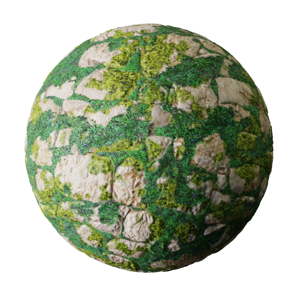 Rock with Moss | FREE stone materials | BlenderKit