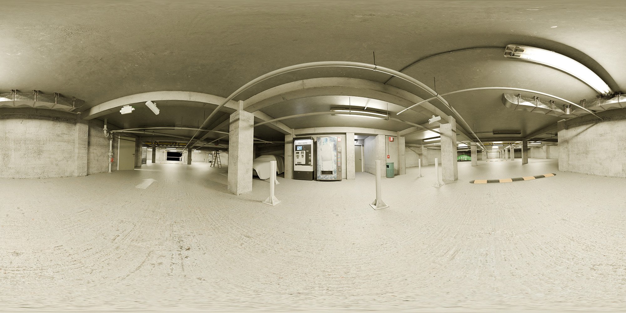 Underground Parking Garage HDRI | FREE Interiors HDRis | BlenderKit