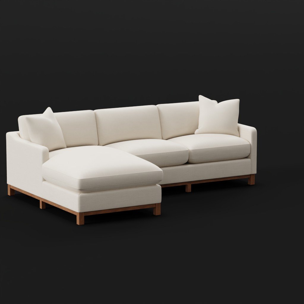 Modern L-Shaped Sectional – Cream | Sofas models | BlenderKit