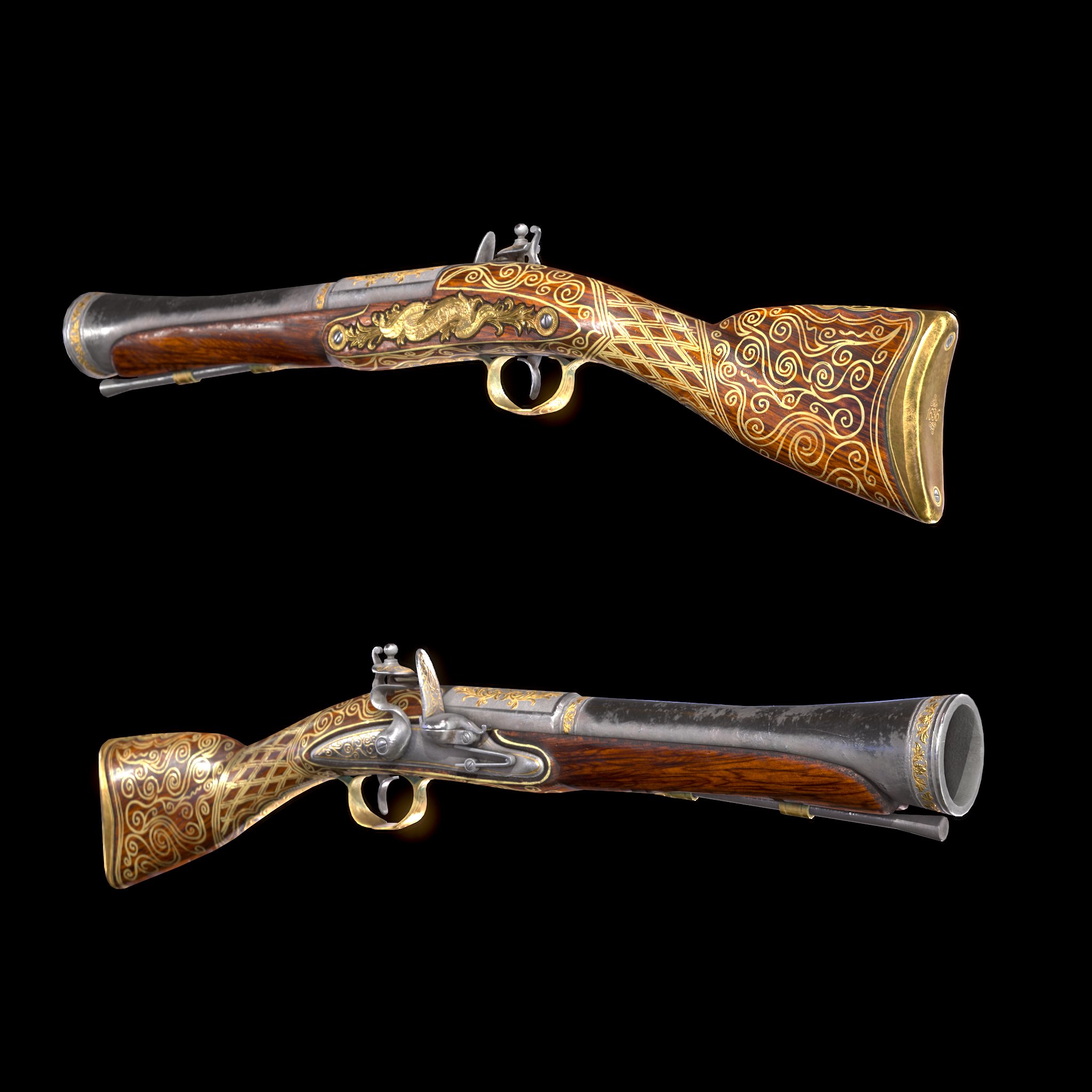 Light Collen Flintlock Pistol | 3D Historic models | BlenderKit