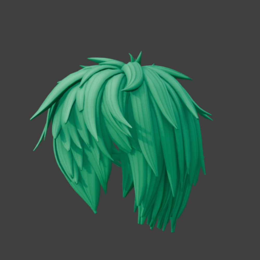Male Anime Hair Layered Leafy Cut | Characters models | BlenderKit