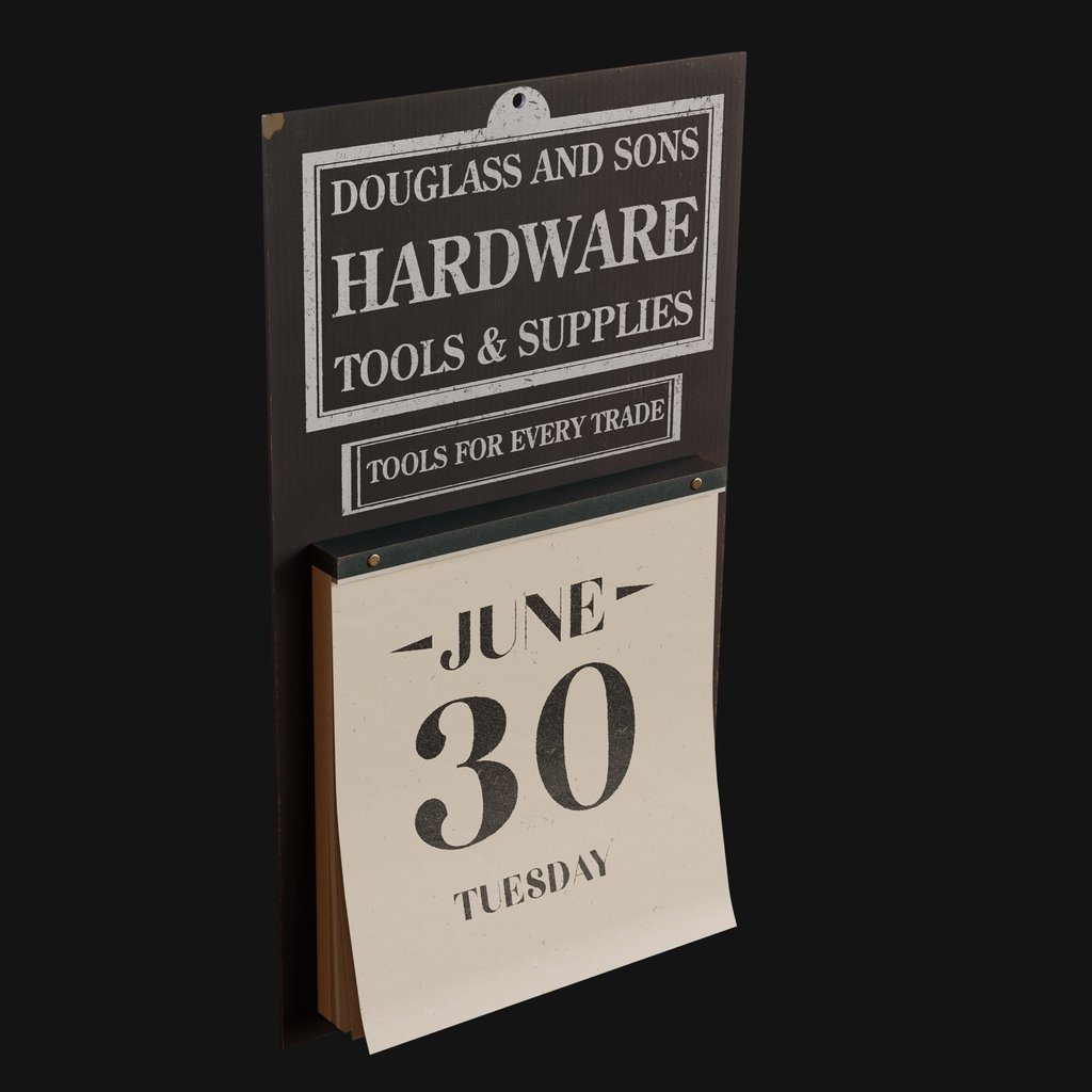 Antique Tear-Off Office Calendar | Miscellaneous models | BlenderKit