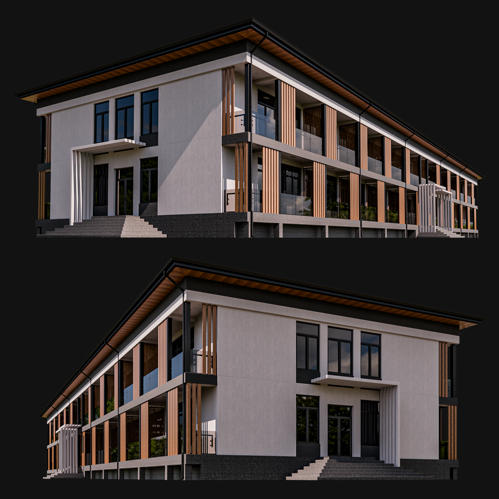 Motel Building | Commercial Buildings models | BlenderKit