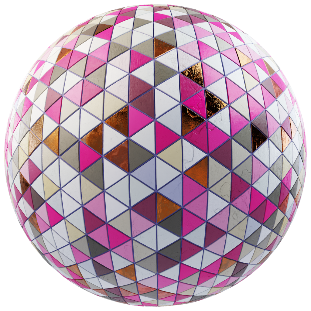 Pink, white and gold triangle pattern | FREE tiles materials | BlenderKit