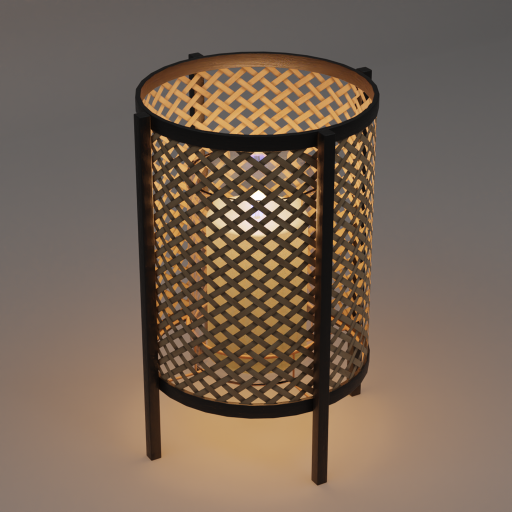 BlenderKit | Download the Bamboo Candle Lantern Floor Lamp model