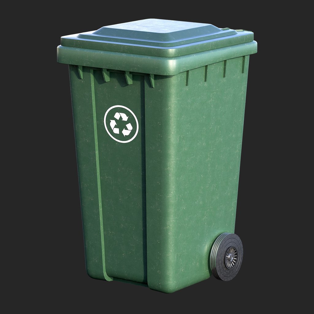Urban Green Trash Can | Urban Environment models | BlenderKit